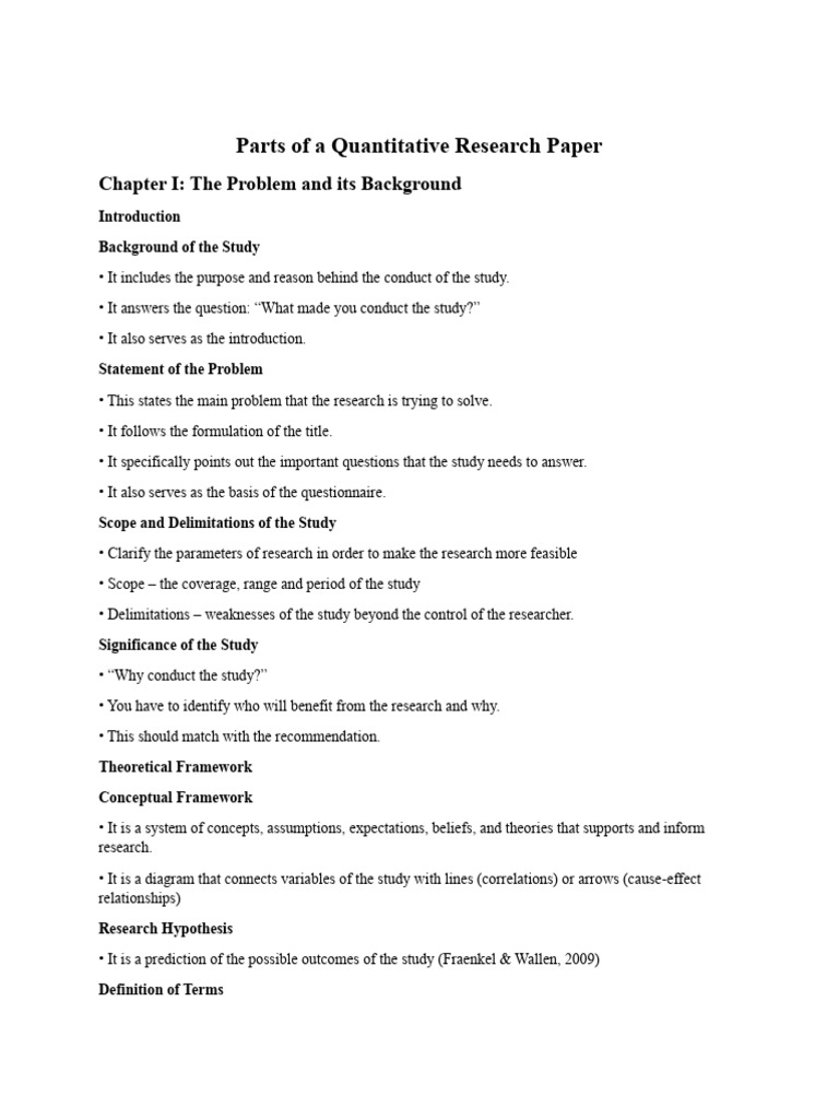 Parts of A Quantitative Research Paper CHAPTER 1 3 | PDF | Statistics ...