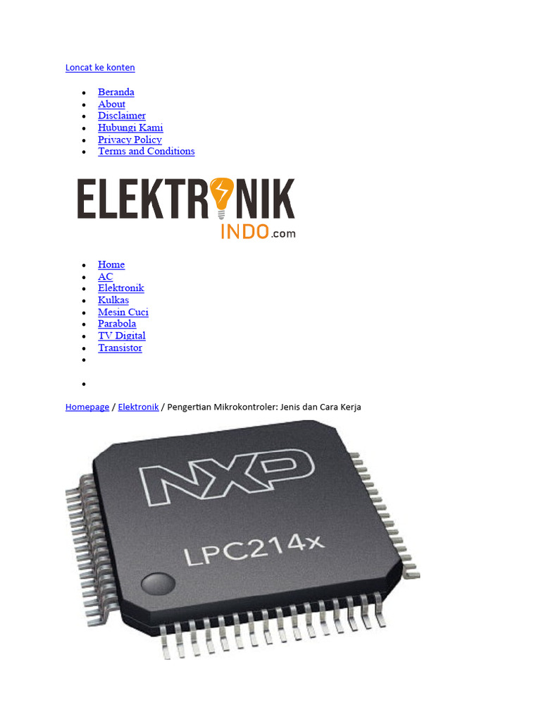 Pengertian Mikrokontroler Jenis Dan Cara Kerja. Masif | PDF
