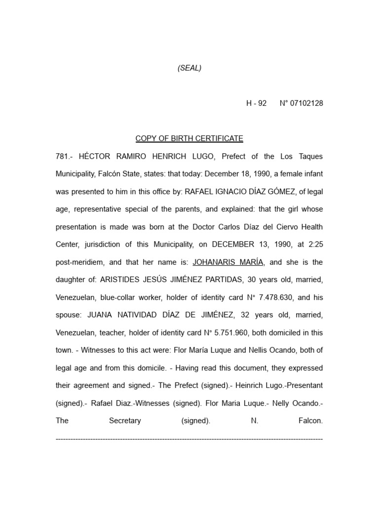 Johanaris Maria Partida Corregida Pdf Authentication Document