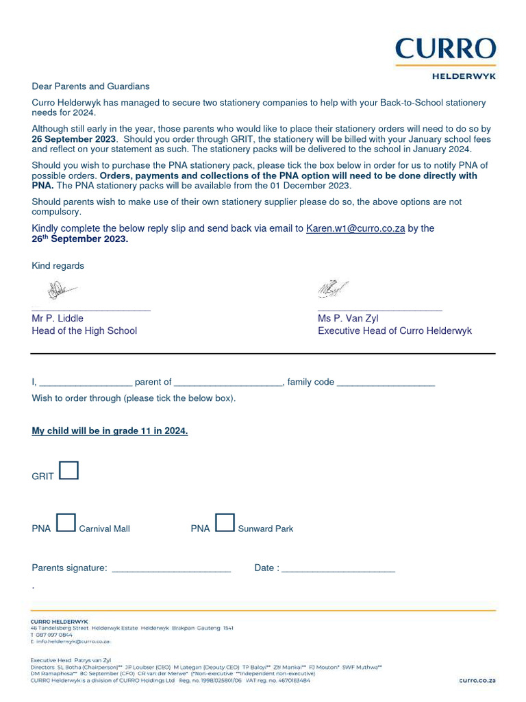 Grade 11 Stationery Letter For 2024 Final | PDF
