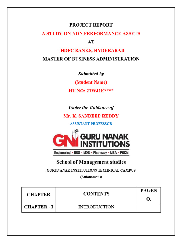 E00a6 Non Performance Assets - HDFC Bank | PDF | Banks | Loans