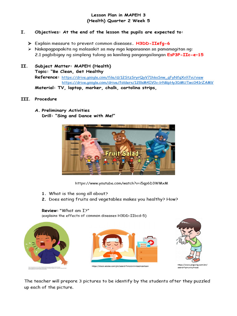 Lesson Plan in MAPEH 3 - 2nd Week 5 | PDF | Hygiene