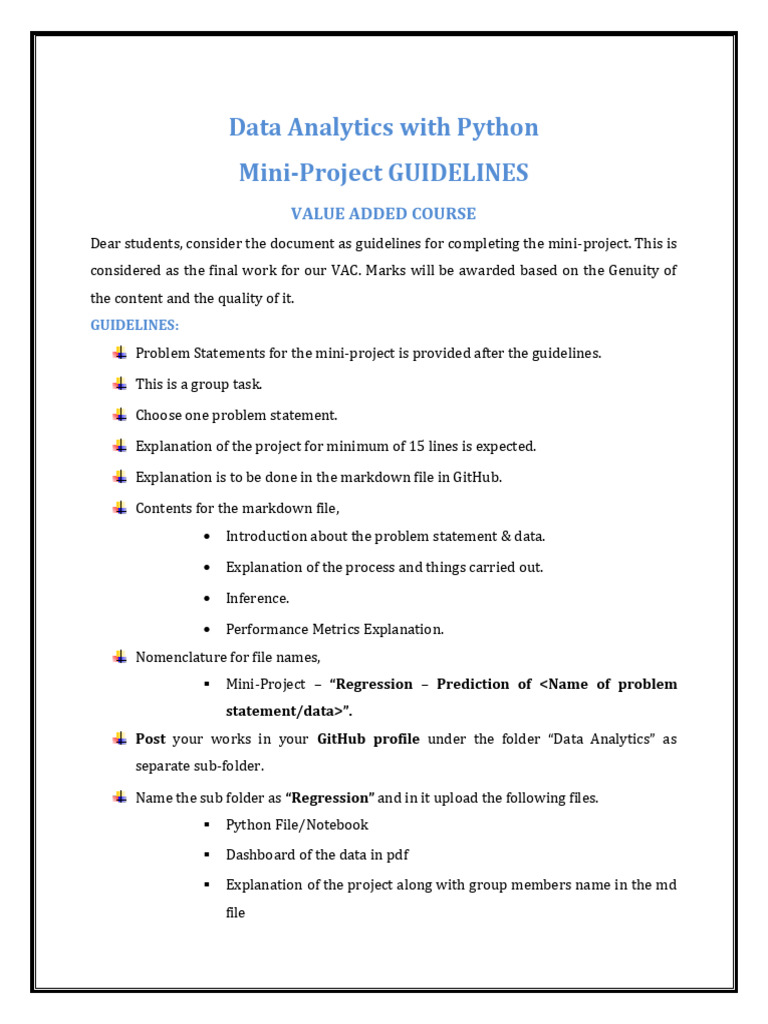 VAC Mini Project Guidelines | PDF