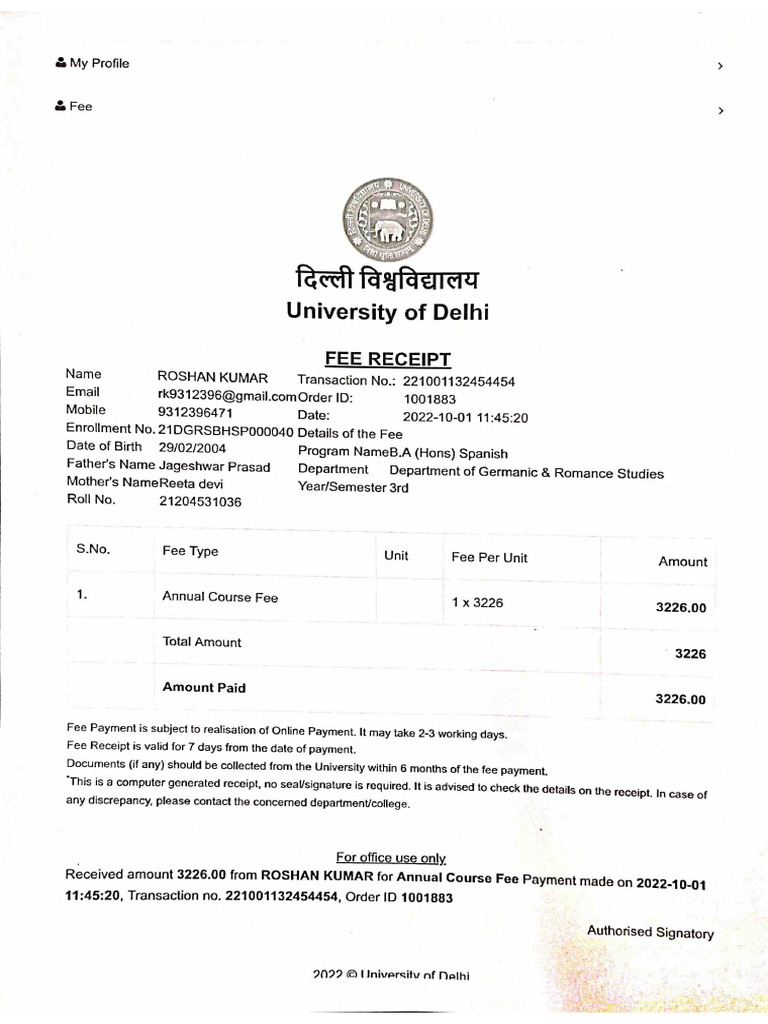 Fee Slip | PDF