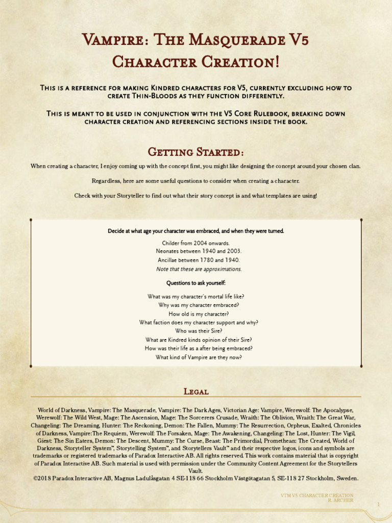 VTM V5 Character Creation Guide | PDF | Tabletop Games | Gaming