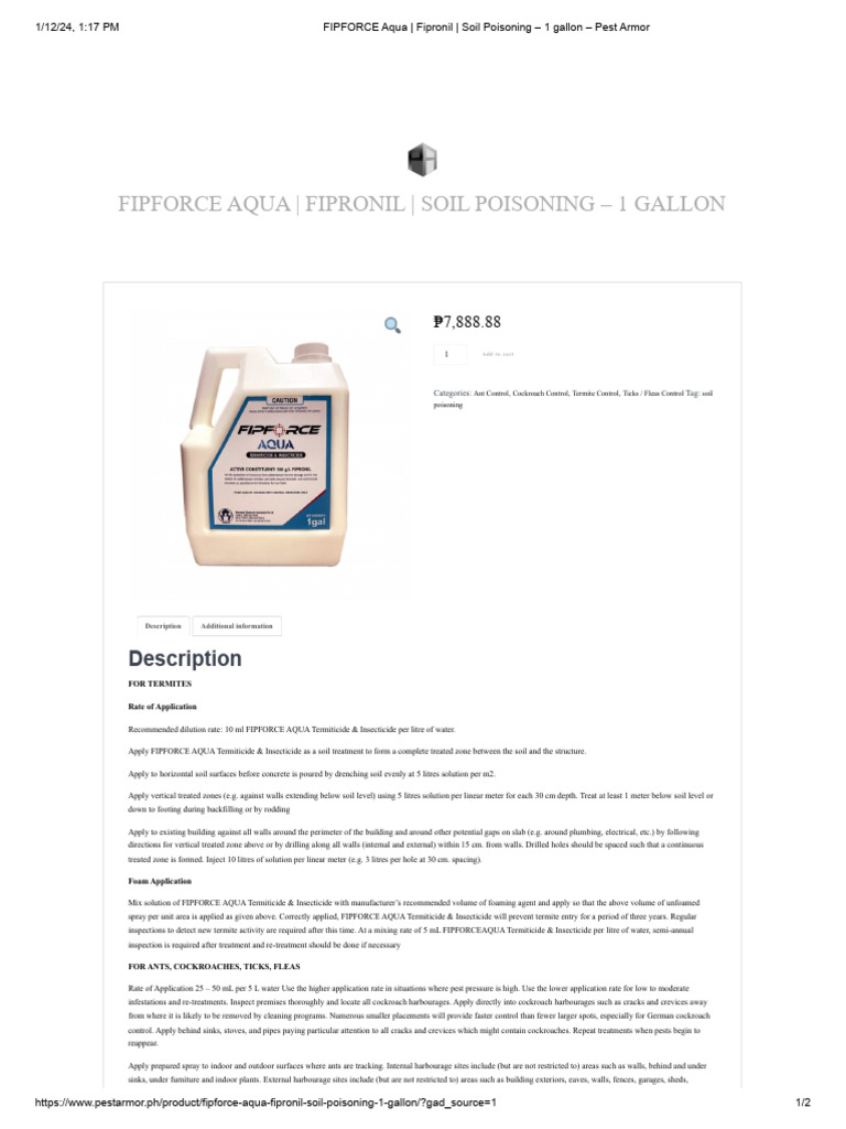 FIPFORCE Aqua Termiticide Guide | PDF