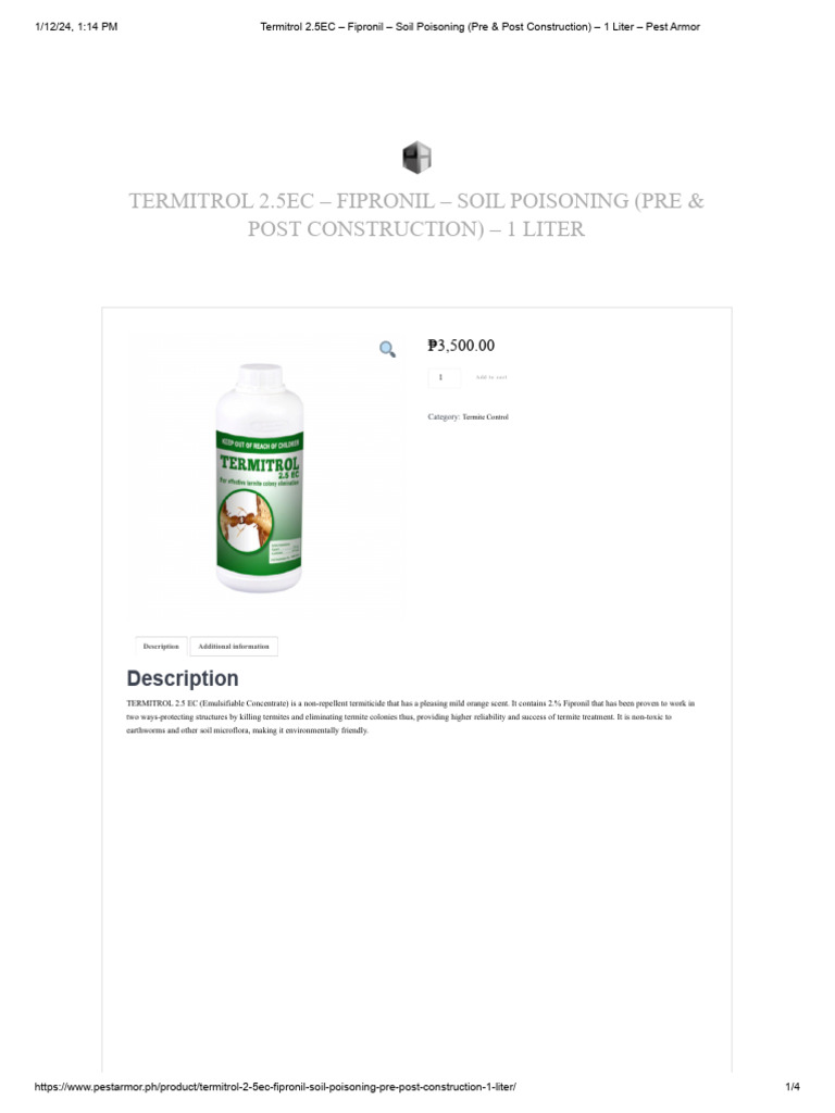 Termitrol 2.5EC for Soil Poisoning | PDF