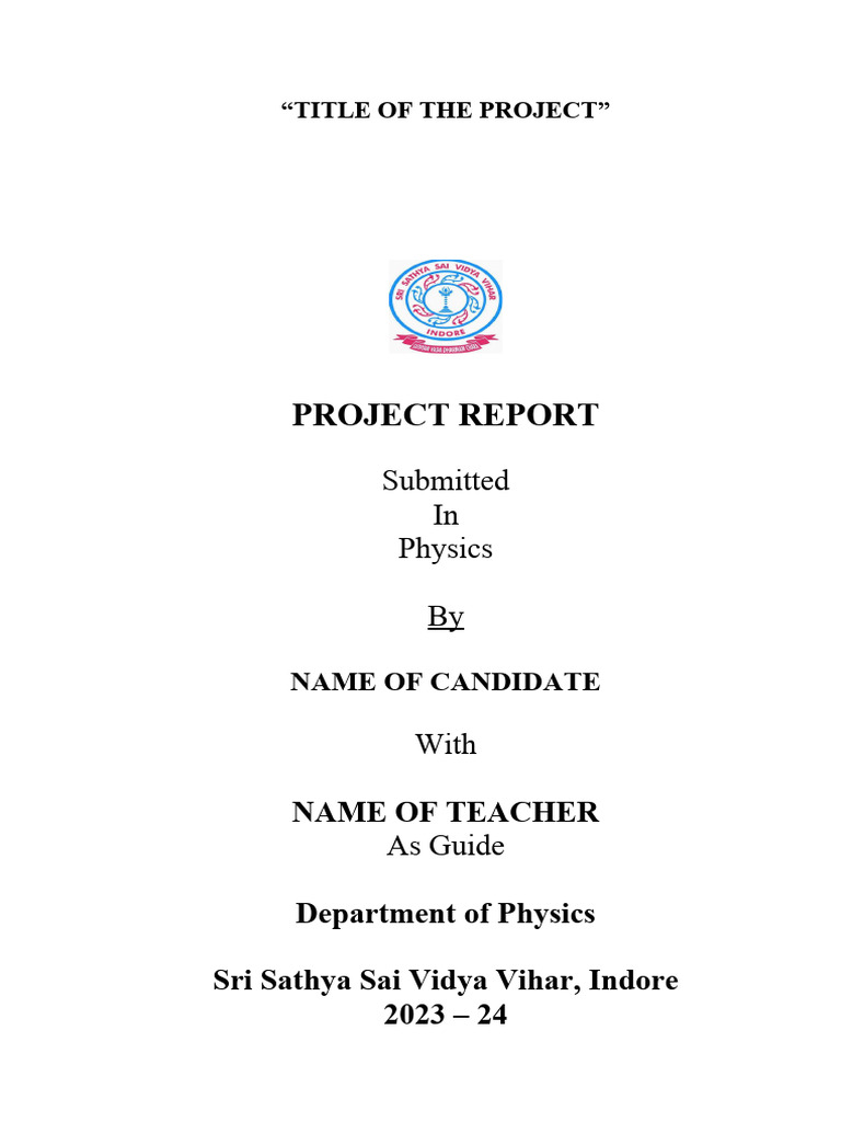 Project Report Title Page and Certificate | PDF