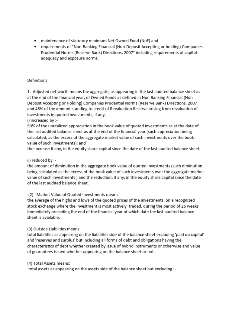 NBFC Prudential Norms Guide | PDF