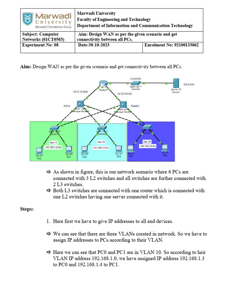 Design Wan As Per The Given Scenario and Get Connectivity Between All ...