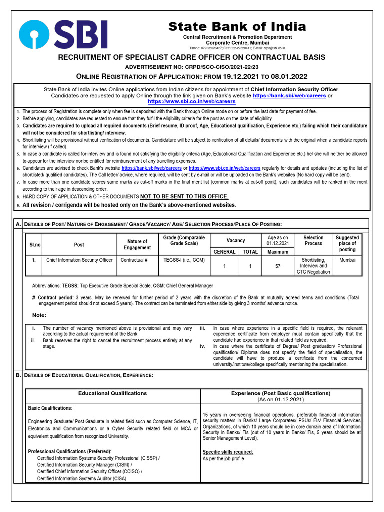 181221-Detailed English Advertisement CISO | PDF | Image Scanner | Information Security