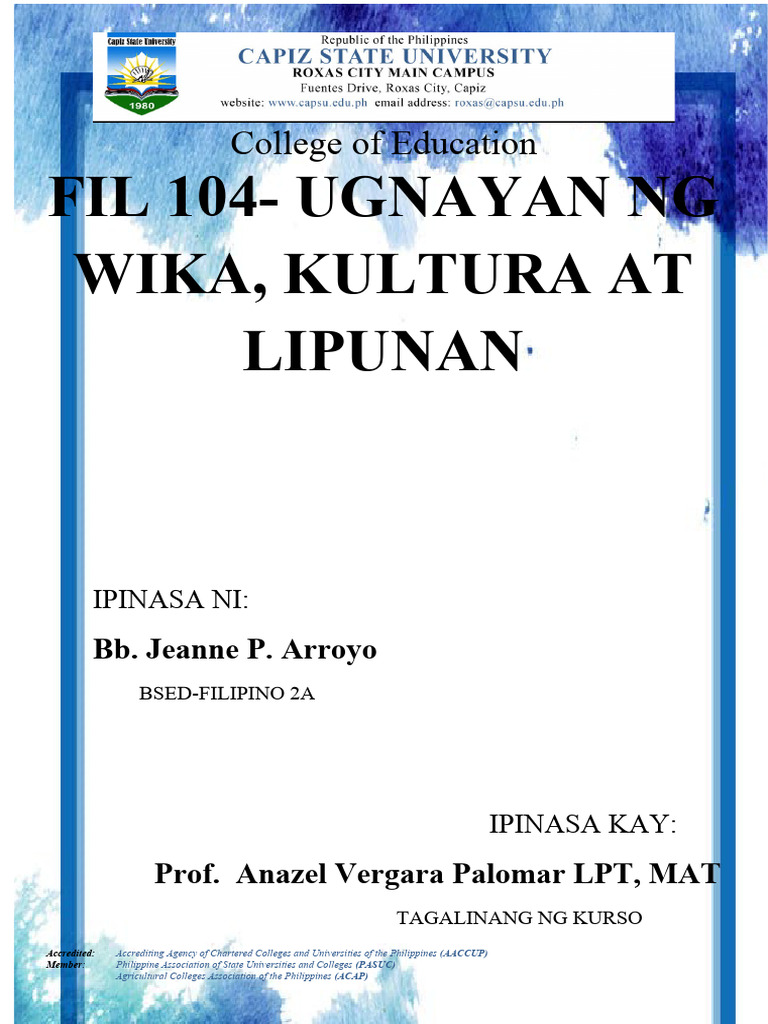 Arroyo, Jeanne P. Bsed-Filipino 2a | PDF