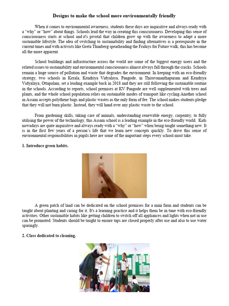 Eco-Friendly School Initiatives | PDF | Sustainability | Environmentalism