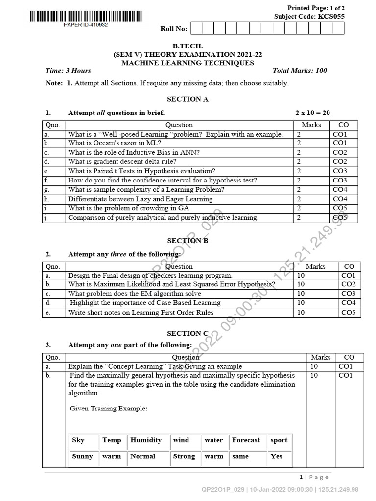 MLT KCS055 2021 22 AKTU QPaper | PDF