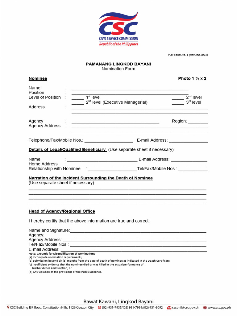 PLBi Nomination Form Guidelines | PDF | Law