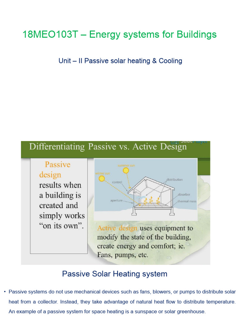 Passive Solar Heating & Cooling Systems | PDF | Solar Energy | Thermal ...