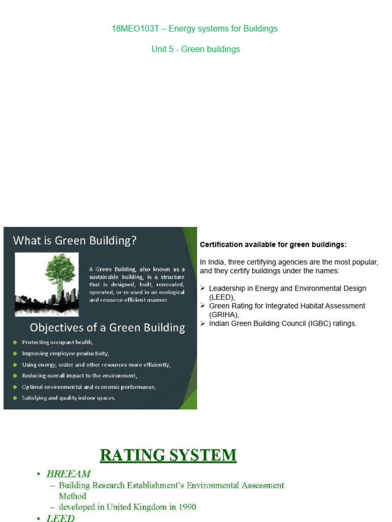 Unit 5 Green Buildings | PDF | Green Building | Efficient Energy Use