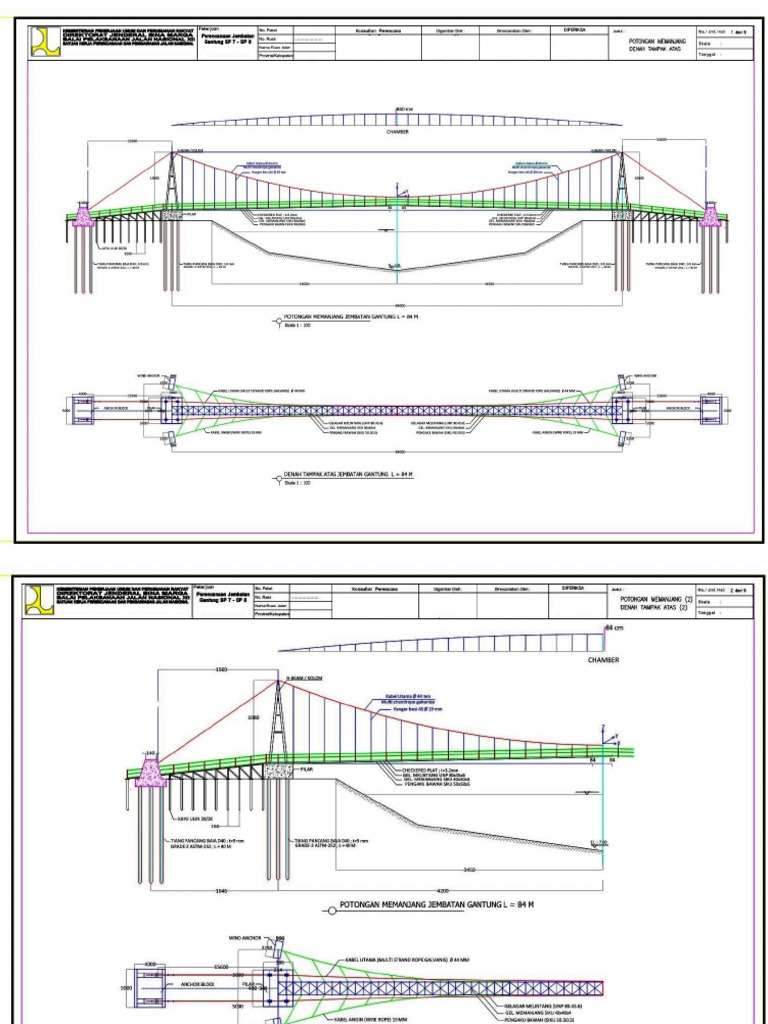 9.gambar Kerja Jembatan Gantung | PDF