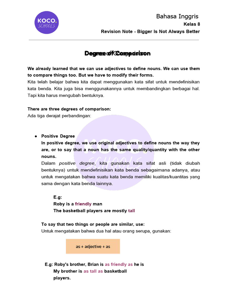 Revision Note Bahasa Inggris Kelas 8 Bigger Is Not Always Better Pdf