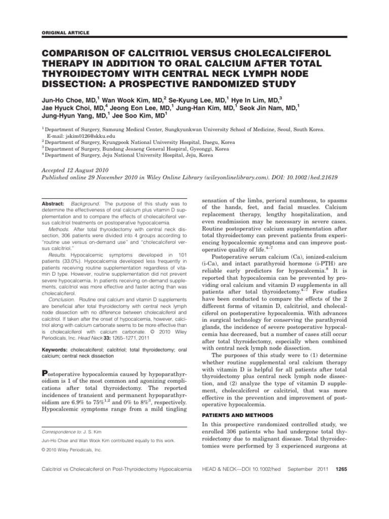 12 Comparison of Calcitriol Versus Cholecalciferol Therapy in Addition ...