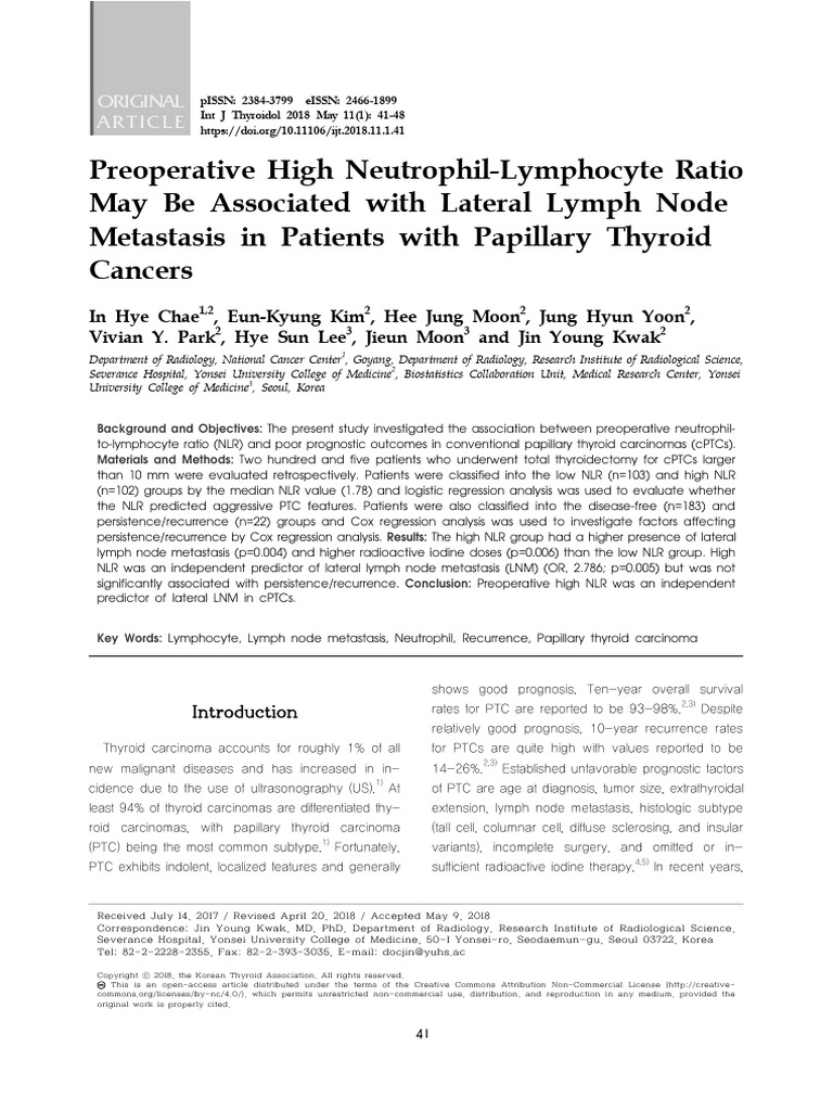 11 Preoperative - High - Neutrophil-Lymphocyte - Ratio - May | PDF ...