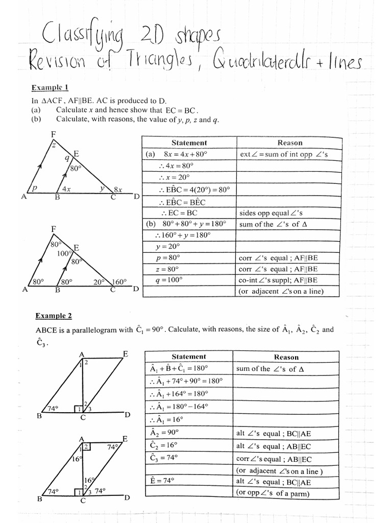 Driehoeke en Vierhoeke Voorbeelde | PDF