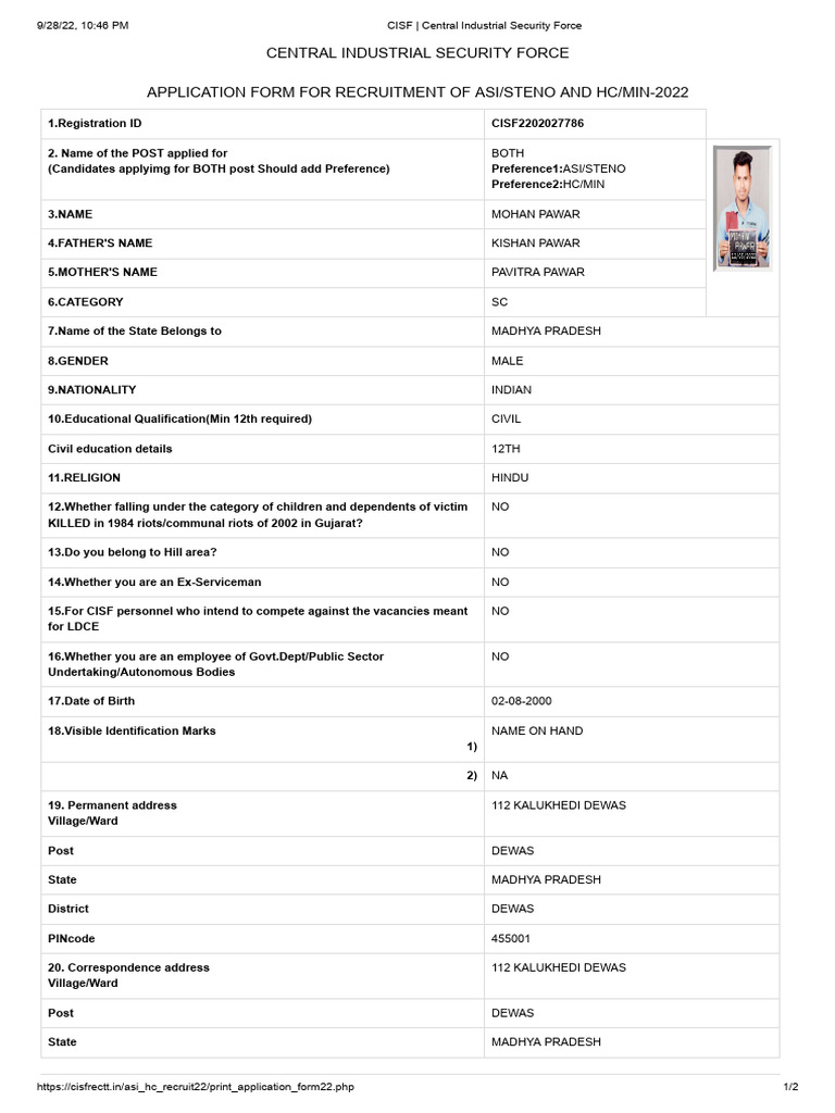 CISF - Central Industrial Security Force | PDF