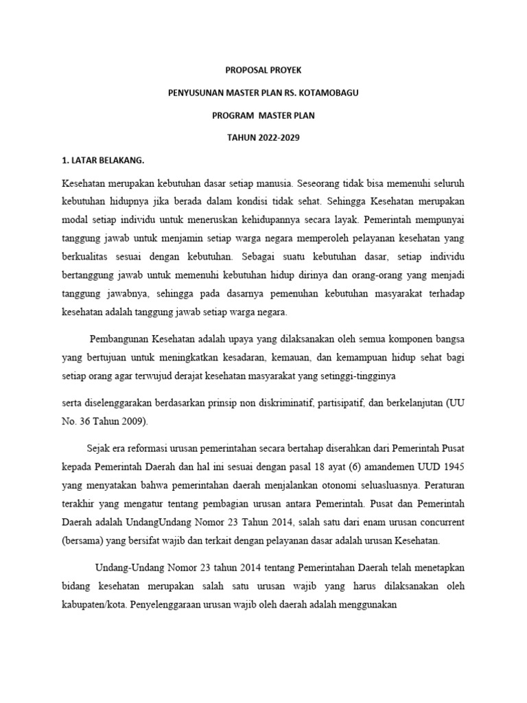 Proposal Wajib - Master Plan Kota Kotamobagu | PDF | Ilmu Sosial