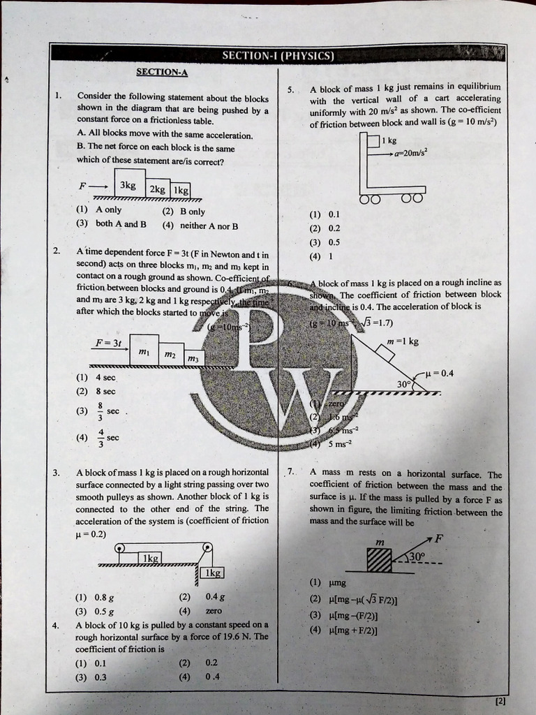 PC Questions | PDF | Force | Friction