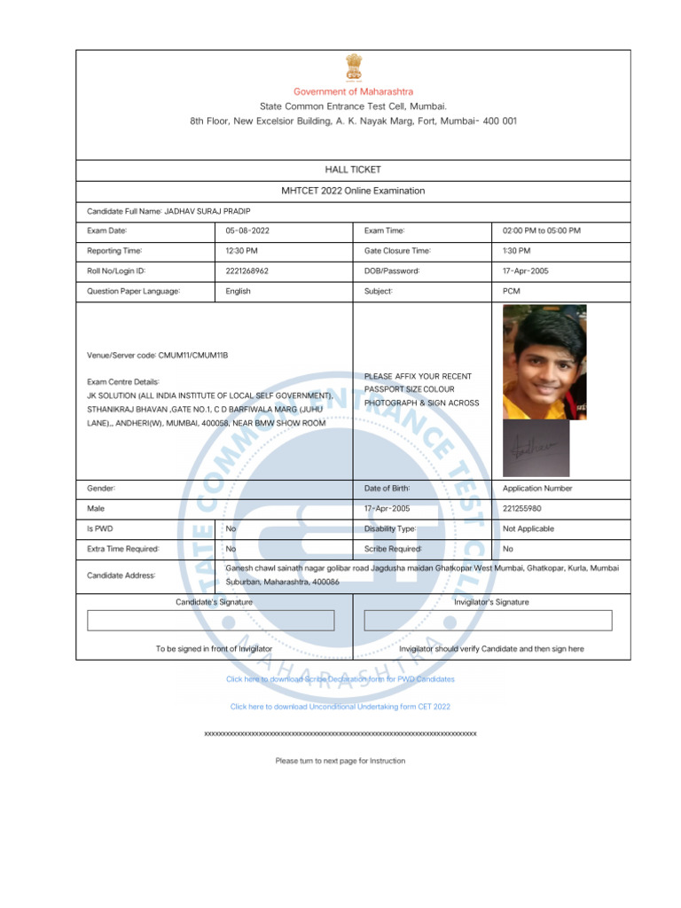 Mahcet PCM 2022 | PDF | Identity Document