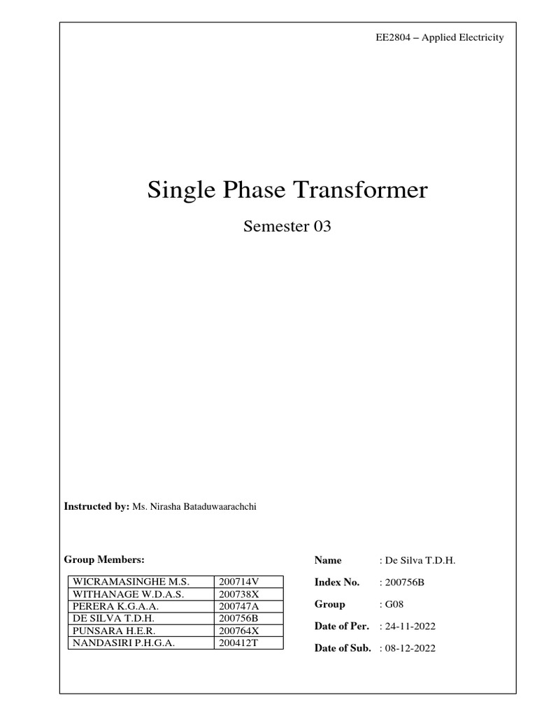 Single Phase Transformers | PDF | Transformer | Electrical Equipment