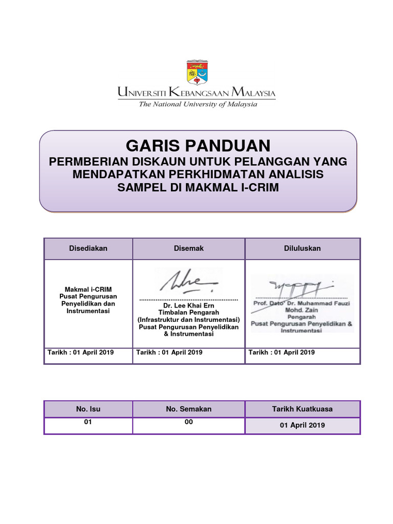 GARIS PANDUAN PERMBERIAN DISKAUN UNTUK PELANGGAN YANG MENDAPATKAN ...