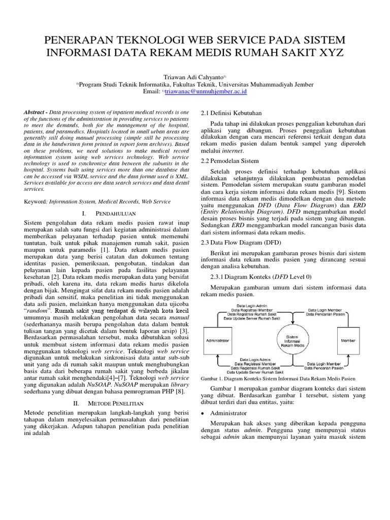 Penerapan Teknologi Web Service Pada Sistem Informasi Data Rekam Medis ...