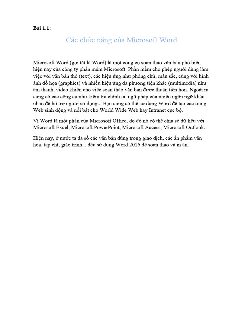 BTTH MS WORD - Buoi 1 | PDF