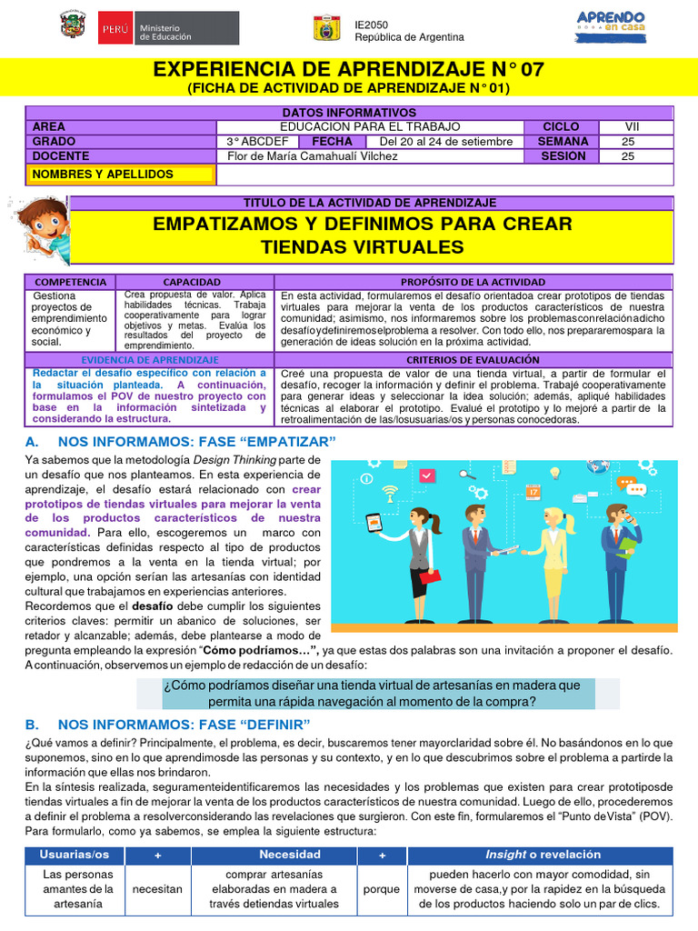 Tercero - Ept - Experiencia 07 | PDF | Evaluación | Aprendizaje