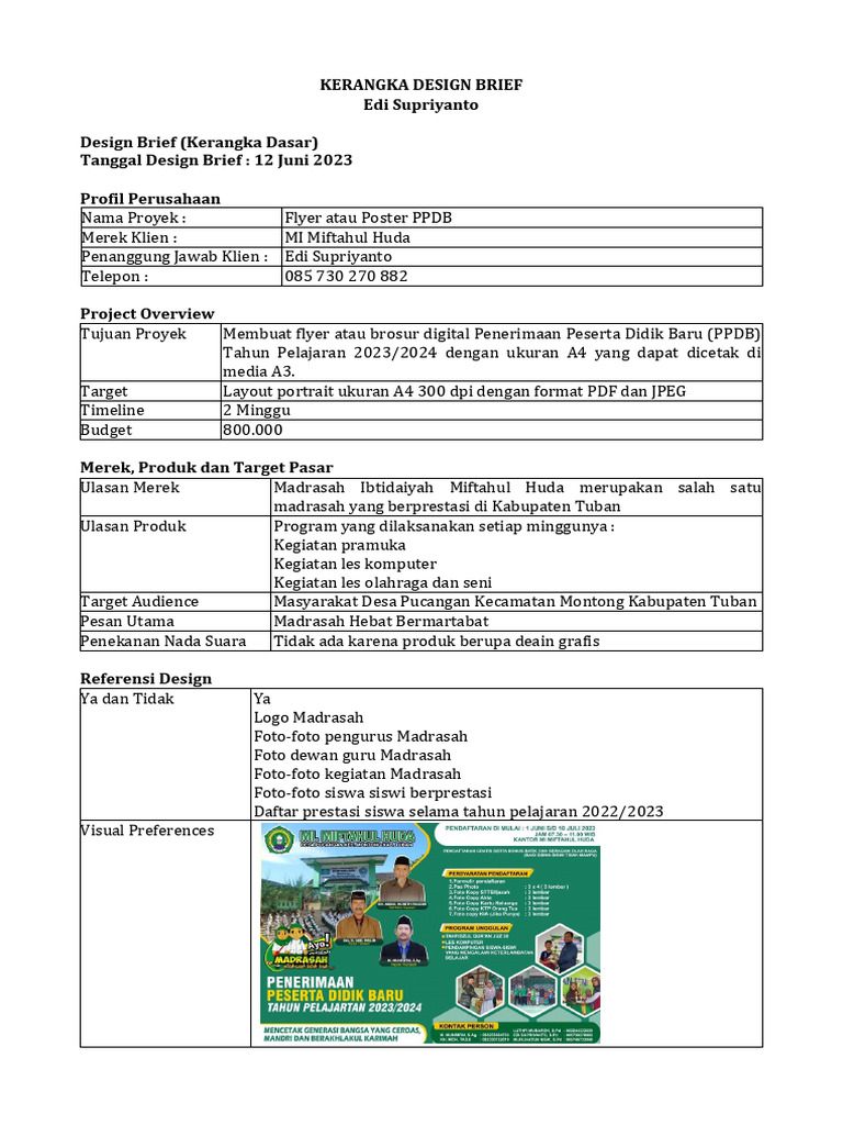 Contoh Design Brief | PDF | Bisnis | Seni