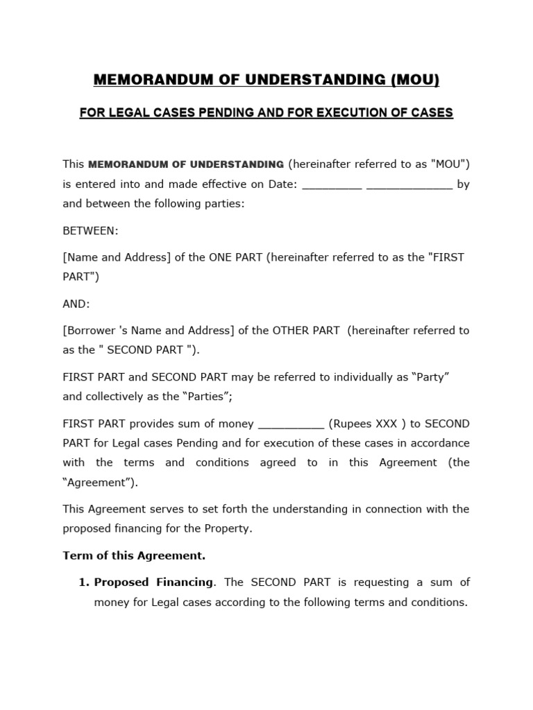 Mou For Legal Expenses | PDF | Government | Business