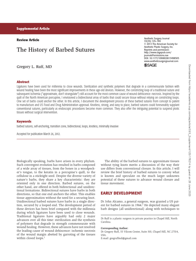 History of Threads Methods | Download Free PDF | Surgical Suture | Surgery