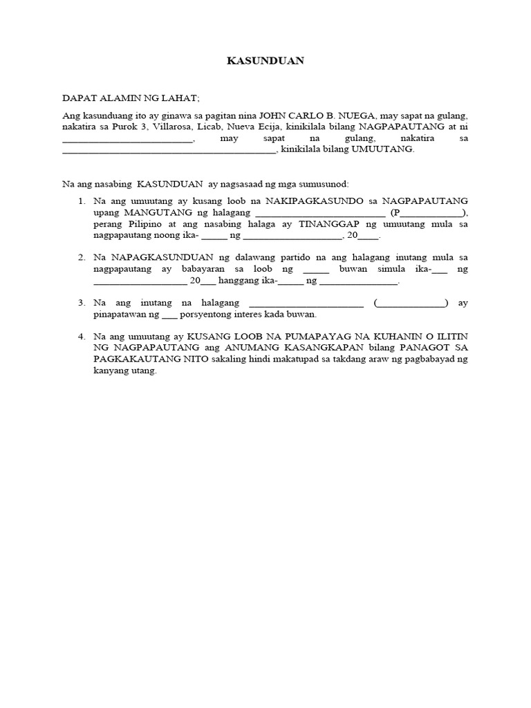 Kasunduan Sa Pagpapautang | PDF