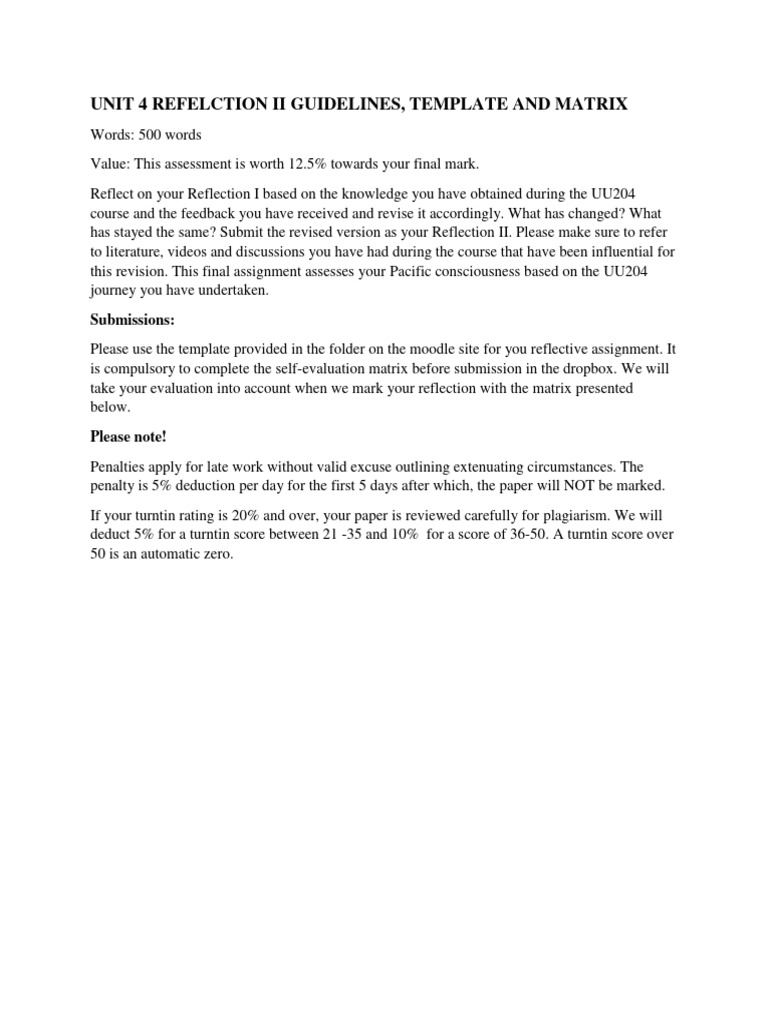 Unit 4 Refelction Ii Guidelines, Template and Matrix | PDF | Citation ...