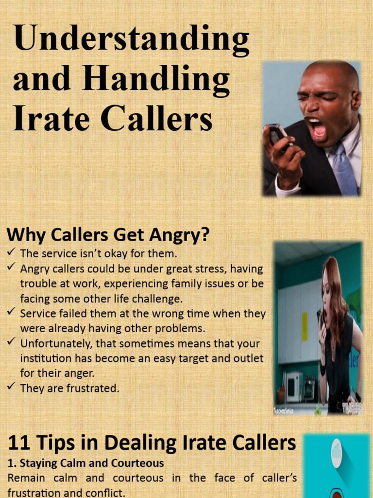 Tips for Handling Irate Callers | PDF | Psychology | Cognitive Science