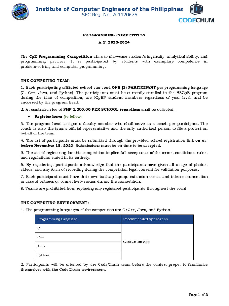 2023 RXI CpE Challenge Mechanics Programming | PDF | Programming ... 2023 RXI CpE Challenge Mechanics Programming | PDF | Programming ...