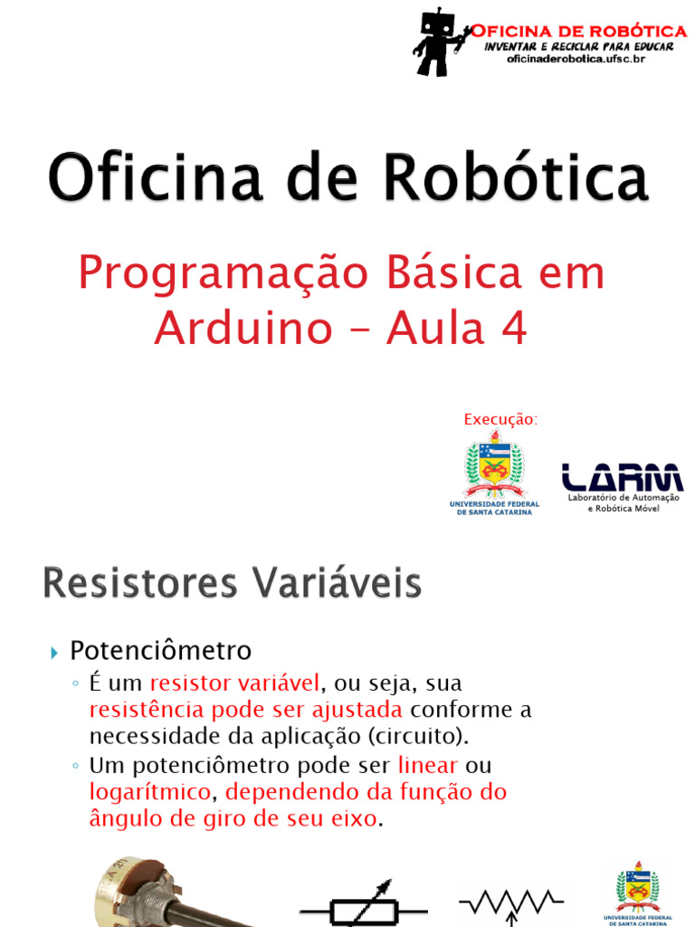Curso Programação Básica em Arduino Aula 4 | PDF | Arduino | Resistor