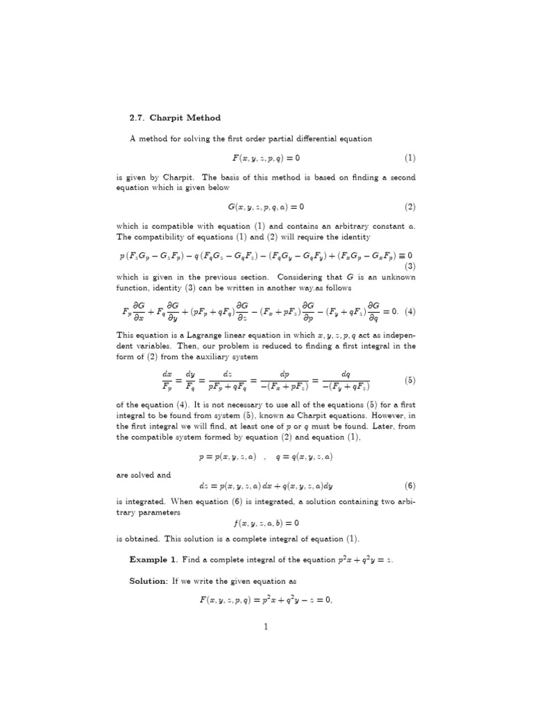 Charpits Method | PDF | Equations | Differential Calculus