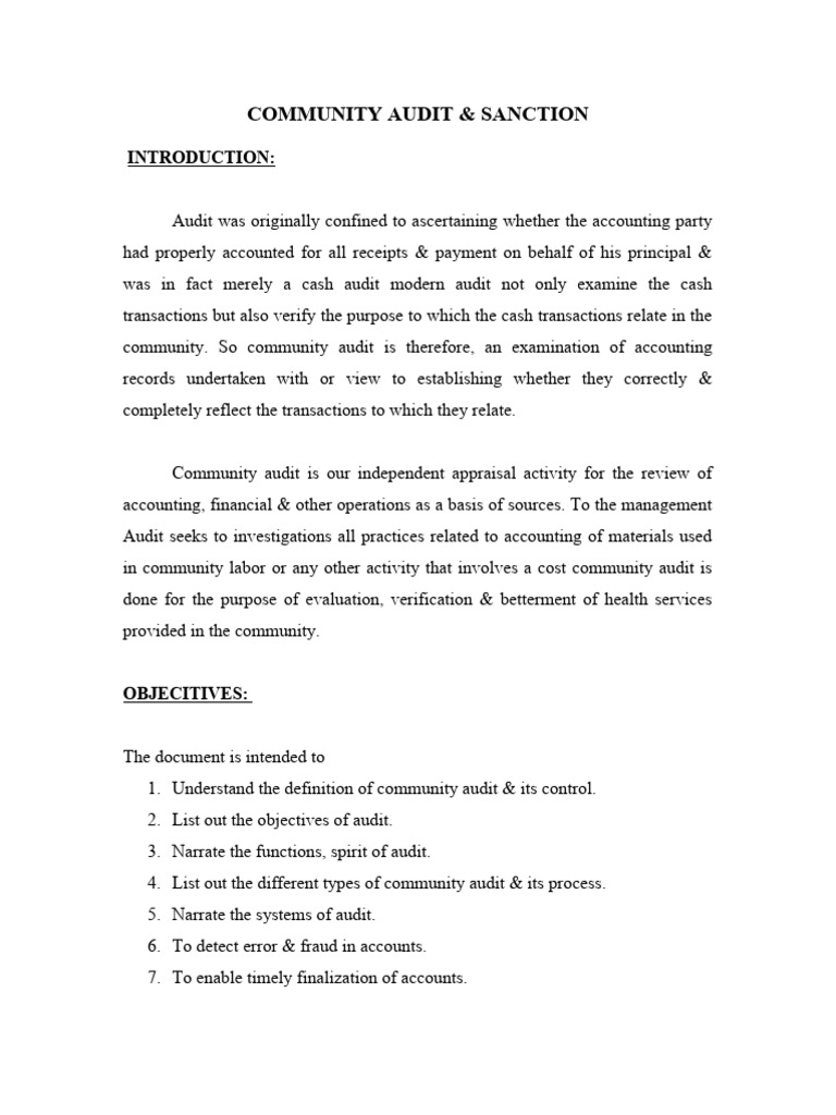 Community Audit | PDF | Audit | Expense