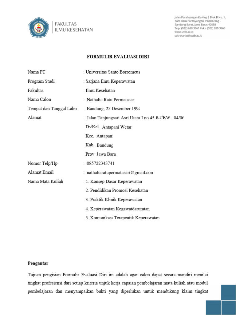 Nathalia Ratu Form 02. | PDF | Karier & Perkembangan