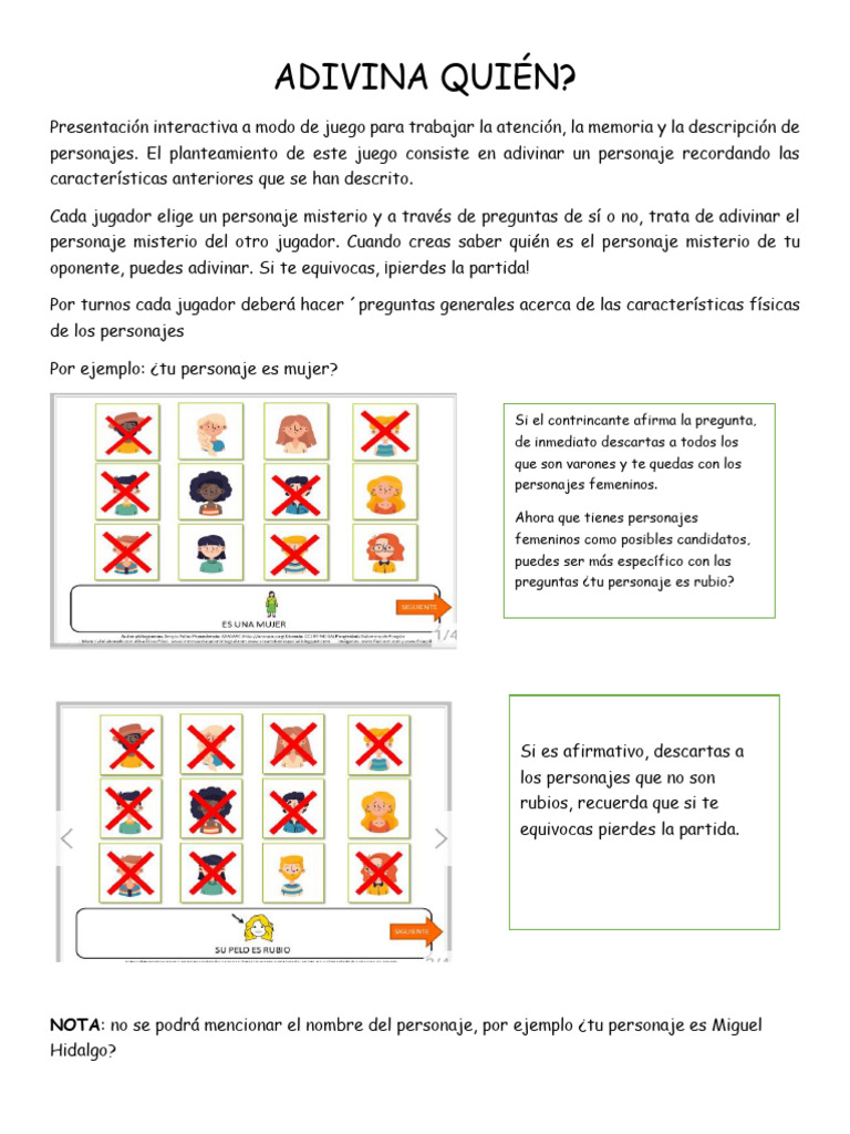 Adivina Quién Reglas | PDF | México colonial | Folklore Mexicano