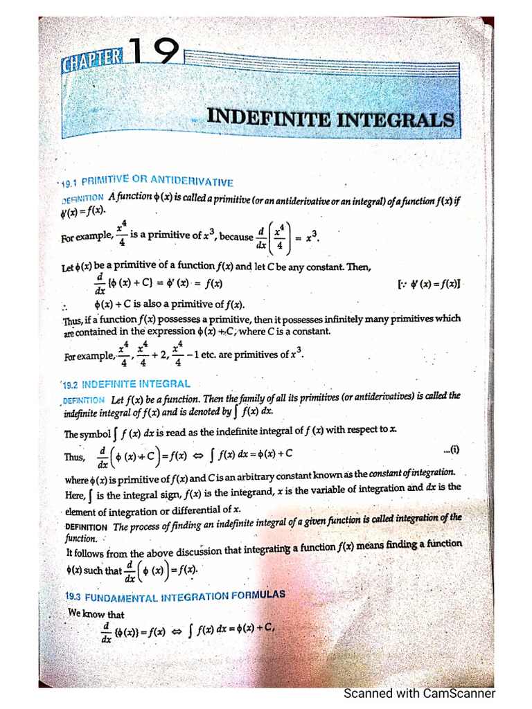 Indefinite integration rd sharma | PDF