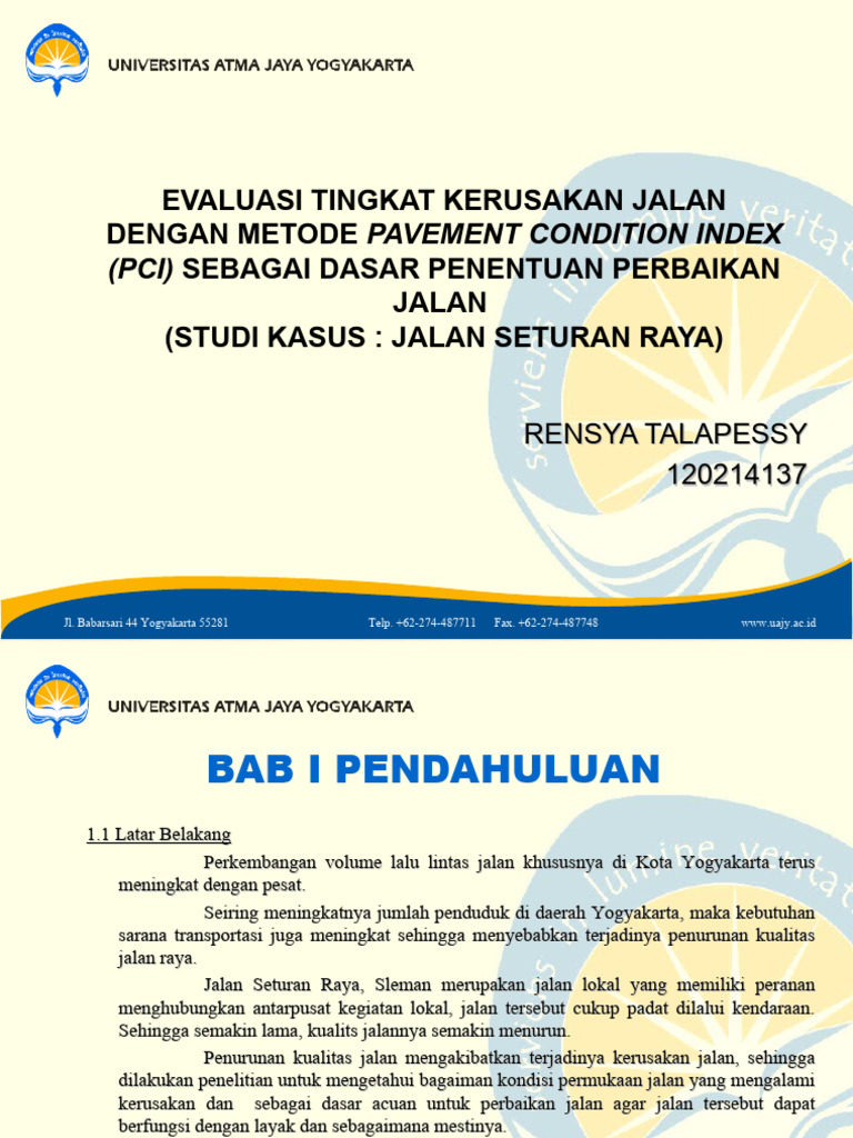 Evaluasi Kerusakan Jalan Seturan Raya | PDF