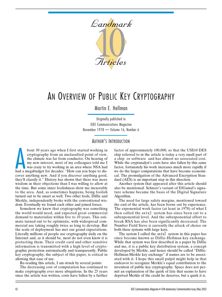 Overview Public Key Cryptography 1 | PDF | Public Key Cryptography | Cryptography
